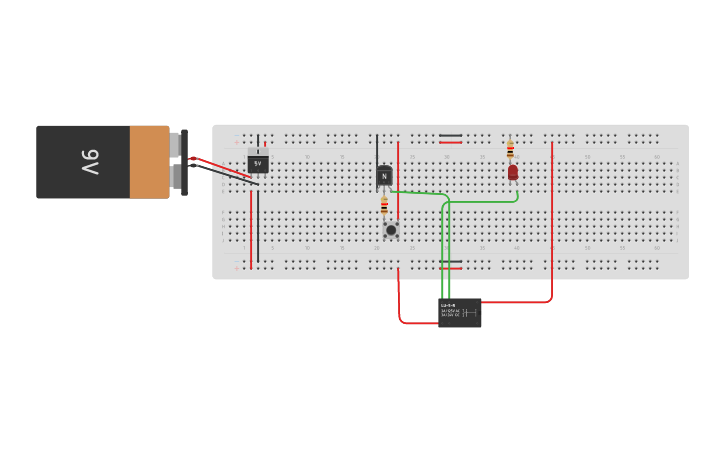 Circuit design LED on & off using relay - Tinkercad