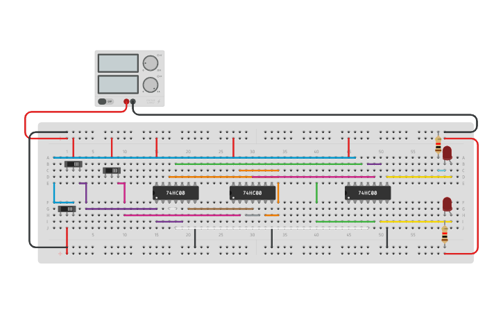 Circuit design FULL ADDER USING NAND GATE - Tinkercad