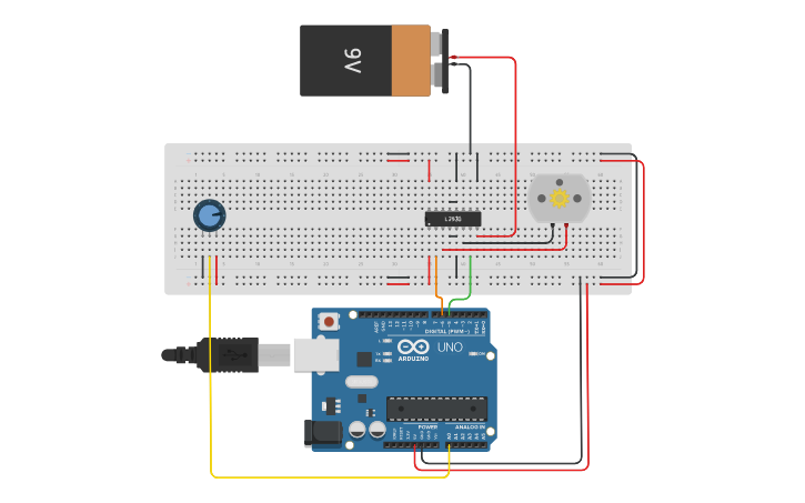 Circuit design GIRO HORARIO/ANTIHORARIO CON MOTOR DC - Tinkercad