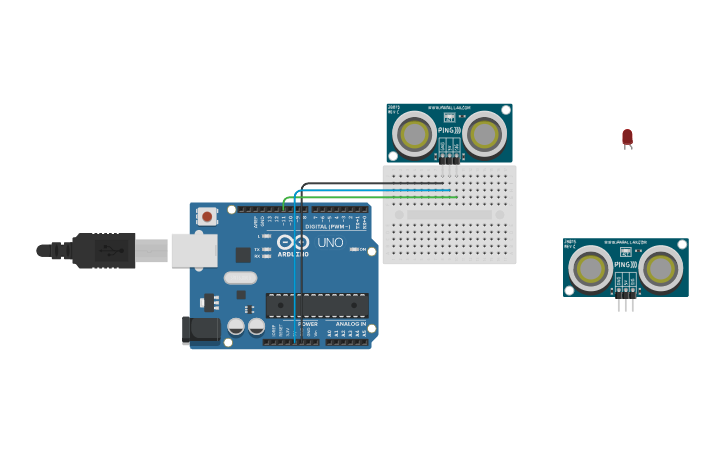 Circuit design Sensor de Distância Ultrassônico | Tinkercad