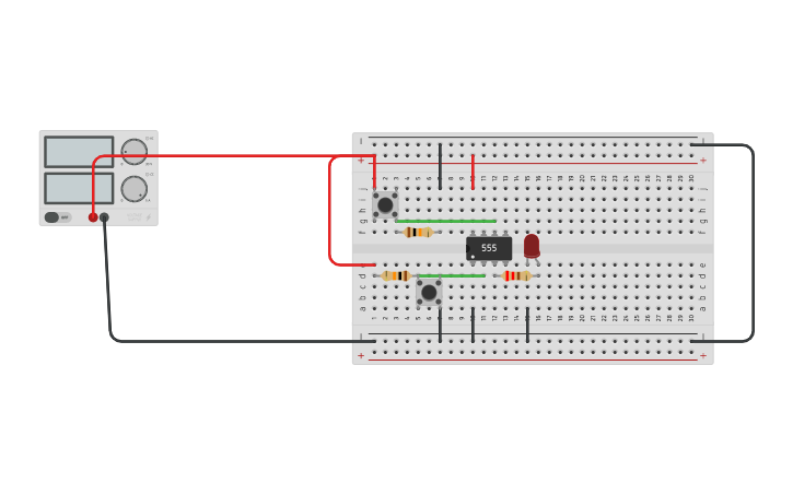 Circuit design bistable timer 555 - Tinkercad