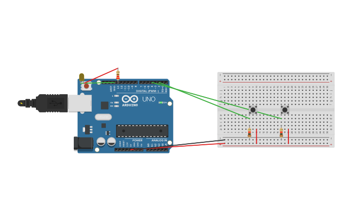 Circuit design 2 Buttons - Tinkercad