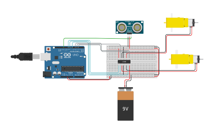 Circuit design 1611077_Obstacle Avoidance Robot - Tinkercad