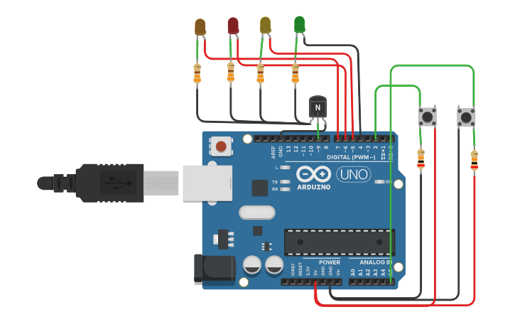 Circuit design Push Button - Tinkercad