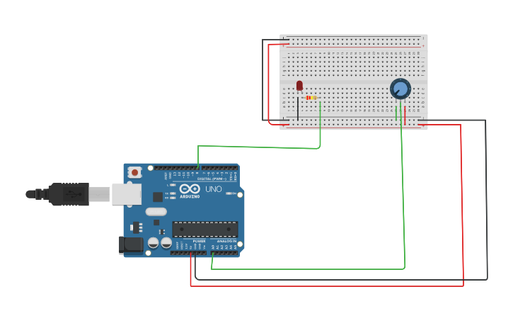 Circuit design LED Brightness control using PWM. - Tinkercad