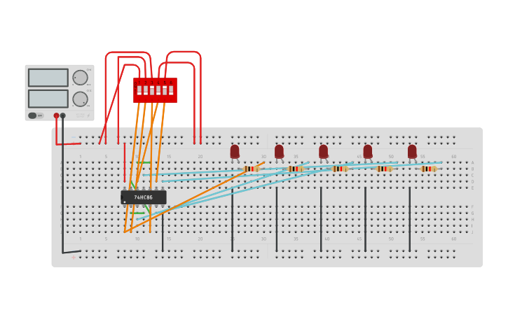 Circuit design 5 Bit Binary to Grey Converter - Tinkercad
