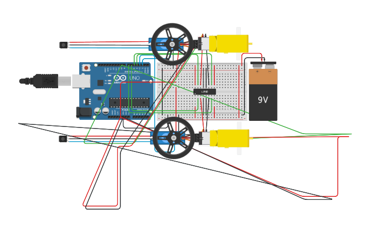 Circuit design Line Following Robot (LFR) - Tinkercad Circuit design Line Following Robot (LFR) - Tinkercad