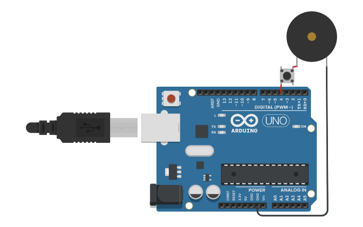 Circuit design Buzzer With Push Button - Tinkercad