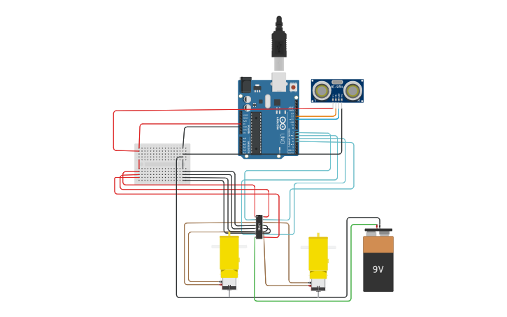 Circuit Design Obstacle Avoidance Robot Tinkercad