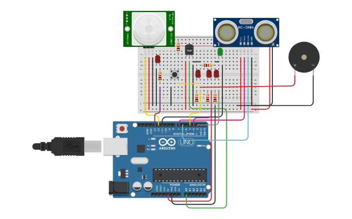 Circuit design 3 sensores proyecto - Tinkercad