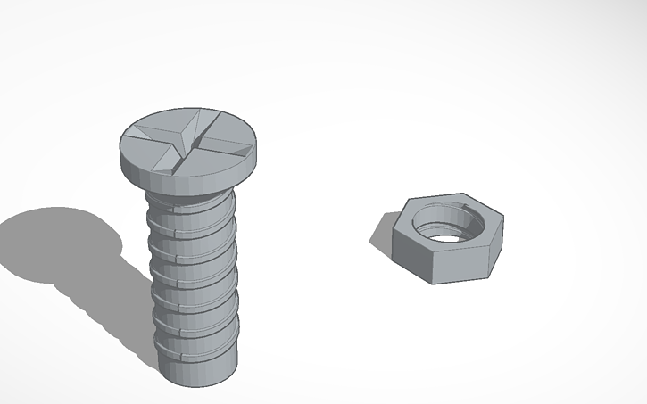 3D design Screw and nut - Tinkercad