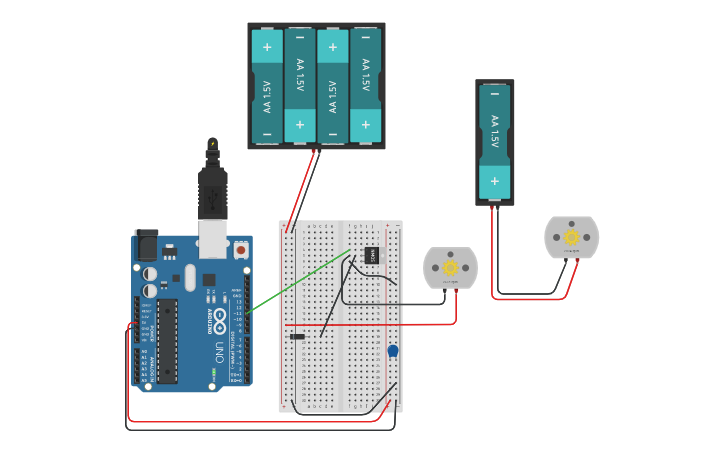 Circuit design Single Direction DC Motor Experiment | Tinkercad