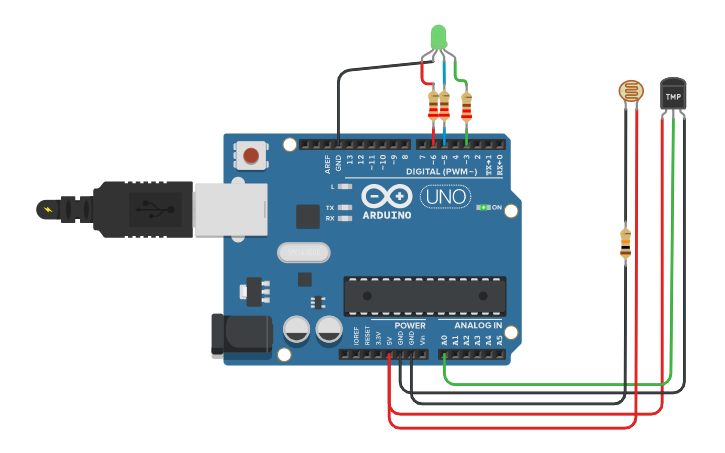 Circuit Design датчик температуры Tinkercad