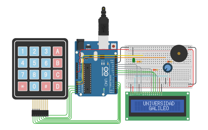 Circuit design Keypad con codigo - Tinkercad
