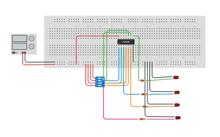 Circuit design 4 bit Binary to Gray Code for ct | Tinkercad Circuit design 4 bit Binary to Gray Code for ct | Tinkercad