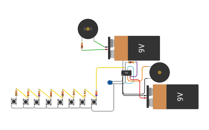 Circuit design Working Piano with 555 Timer - Tinkercad