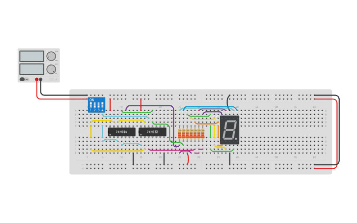 Circuit design 2.3.2a Seven Segment Display 2 | Tinkercad