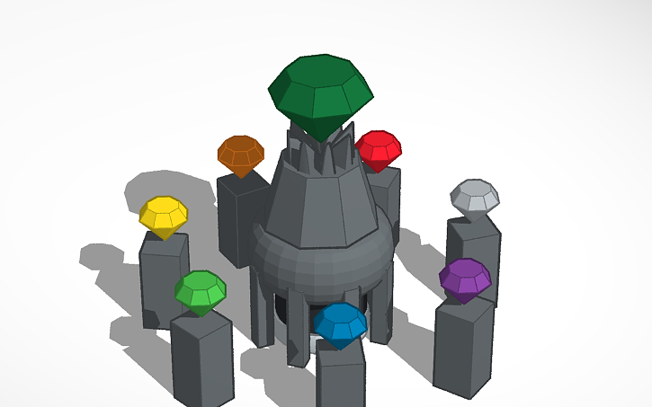 3D design Seven Chaos Emeralds and Master Emerald - Tinkercad