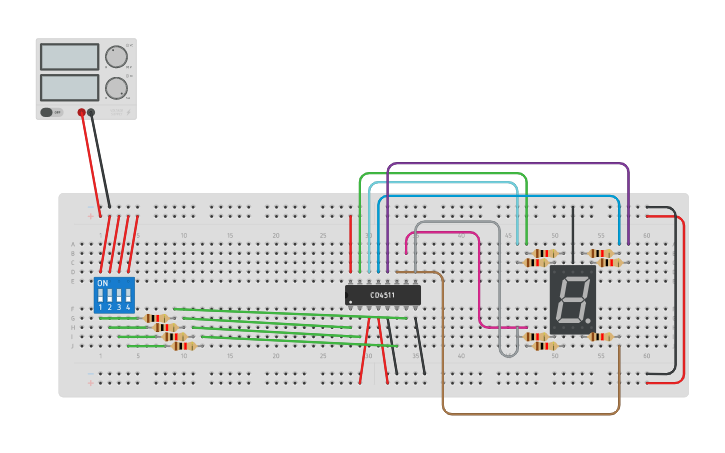 Circuit design encoder 7 segmenti - Tinkercad
