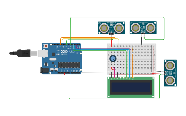 Circuit design Exp 2 - Smart Car Parking System - Tinkercad