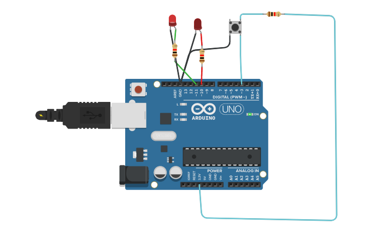 Circuit design Push Button Switch - Tinkercad