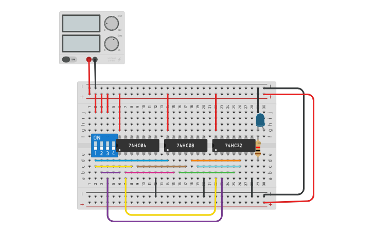 Circuit design using basic gates | Tinkercad