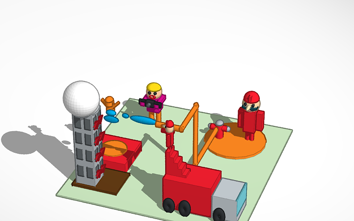 3D design burning building - Tinkercad