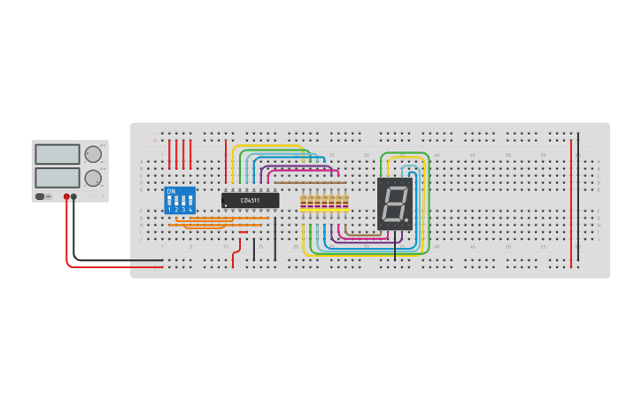 Circuit design Display de 7 segmentos - Tinkercad