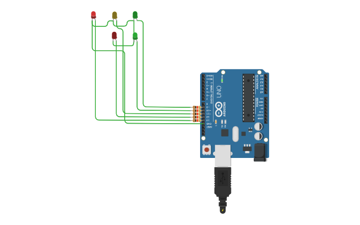 Circuit design Traffic lights | Tinkercad