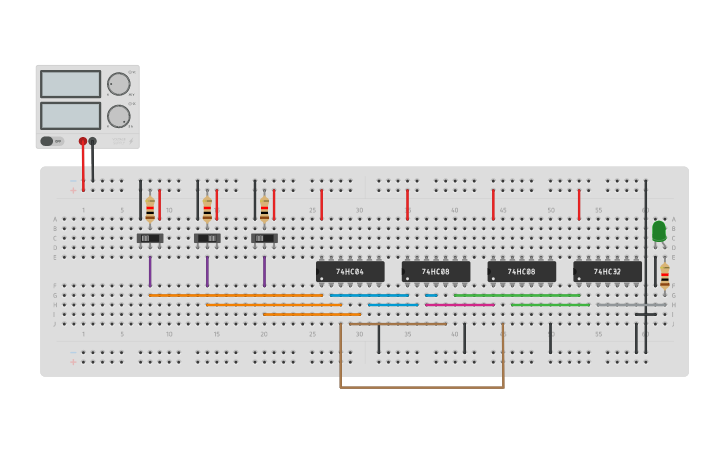 Circuit design AST 122-SIARZA BIT 1-A-MOD 1-DECODER USING LED - Tinkercad