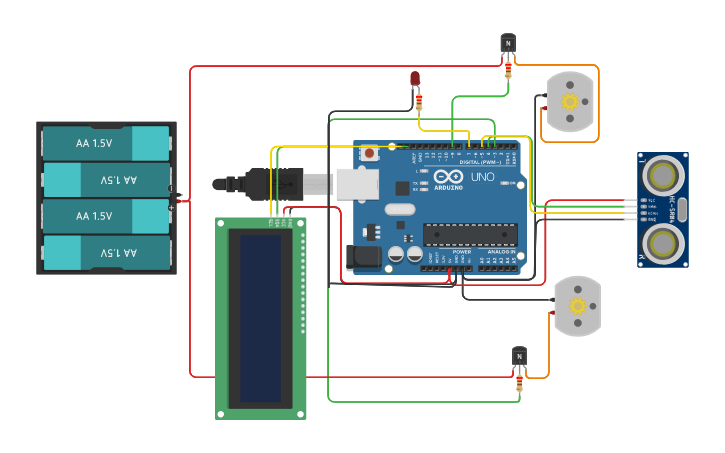 Circuit design Avoid Obstacle in Arduino Car - Tinkercad