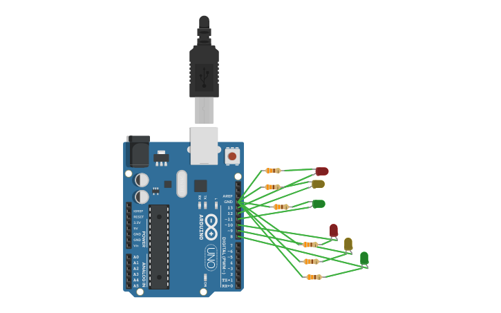 Circuit design Semaforo arduino | Tinkercad