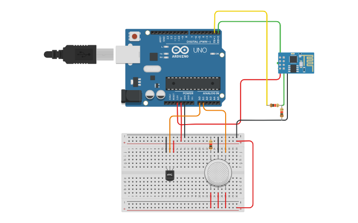 Circuit design Mine monitoring system - Tinkercad