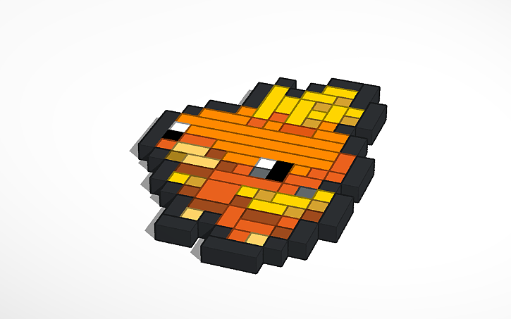 3D design Torchic - Pixel art - Tinkercad