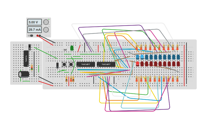Circuit Design Multiple Led Control With Johnson Decade Counter Tinkercad