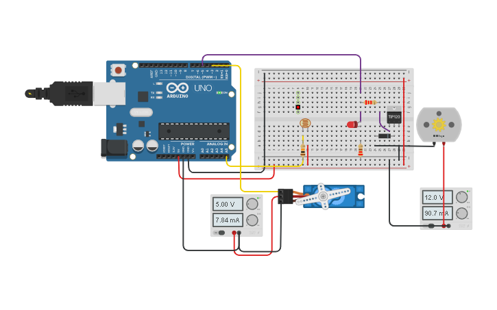 Circuit design tp8. motores | Tinkercad
