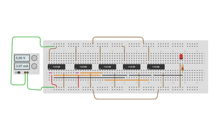 Circuit design XNOR USING NAND - Tinkercad