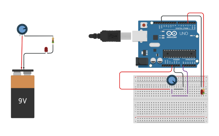Circuit design Simple Circuit v/s Arduino | Tinkercad