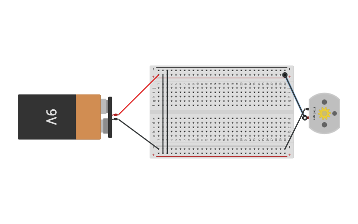 Circuit design Circuito Bateria 9V motor CC pregunta 3 | Tinkercad