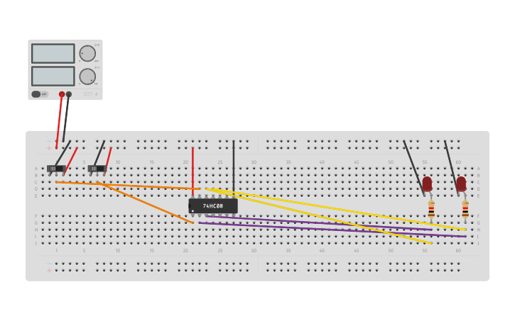 Circuit design SR LATCH NAND LOGIC - Tinkercad Circuit design SR LATCH NAND LOGIC - Tinkercad