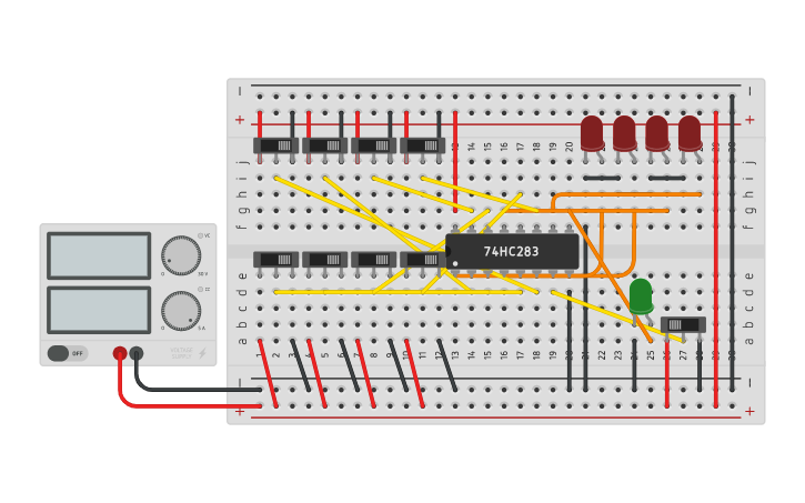 Circuit design 74HC283 - Tinkercad