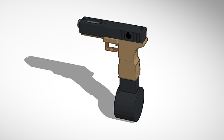 3D design glock 18c with drum mag - Tinkercad