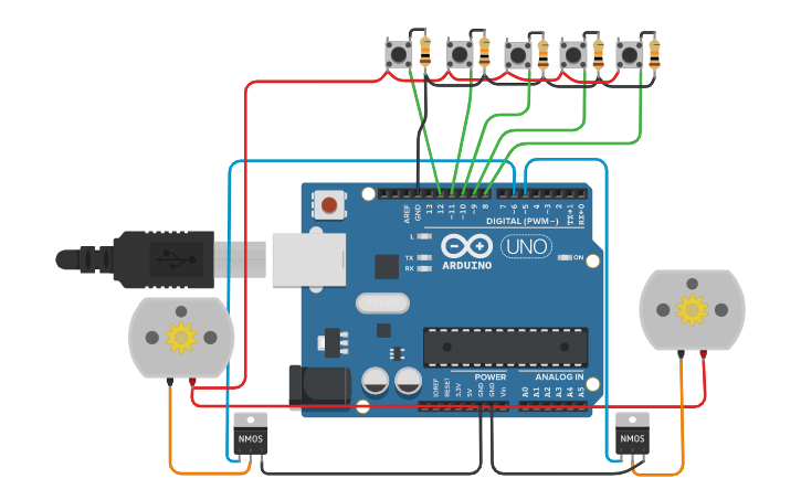 Circuit design LineTracker - Tinkercad