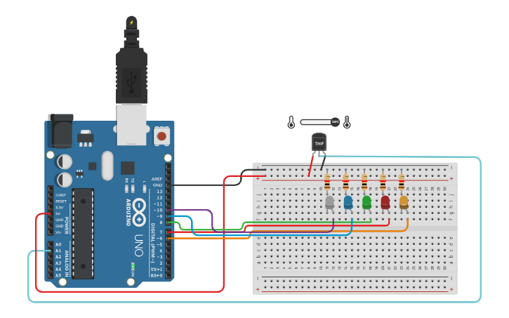 Circuit design TEMPERATURE SENSOR - Tinkercad