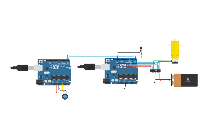 Circuit design Simulasi Bluetooth dan Motor - Tinkercad
