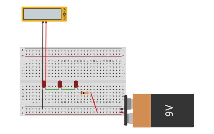 Circuit design Series LED - Tinkercad