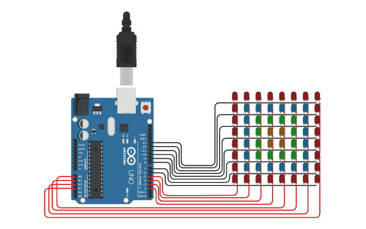 Circuit design 8x8 LED MATRIX carré - Tinkercad