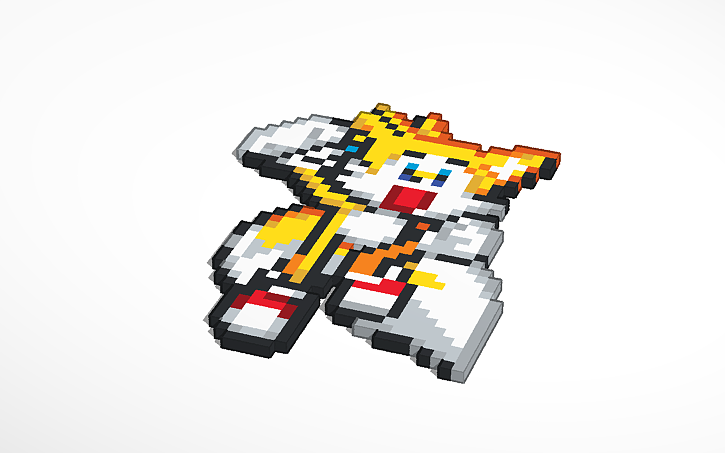 3D design tails pixel art - Tinkercad