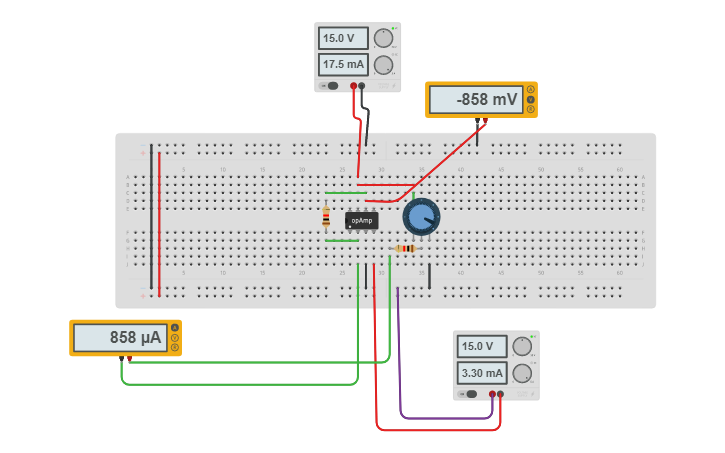 Circuit design Convertidor corriente voltaje | Tinkercad