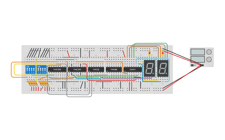 Circuit Design Bcd Adder With 7 Segment Displays Works Tinkercad